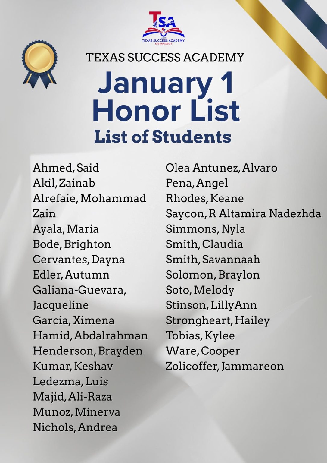 January Graduates & Honor List – Accredited Online High School Diploma ...
